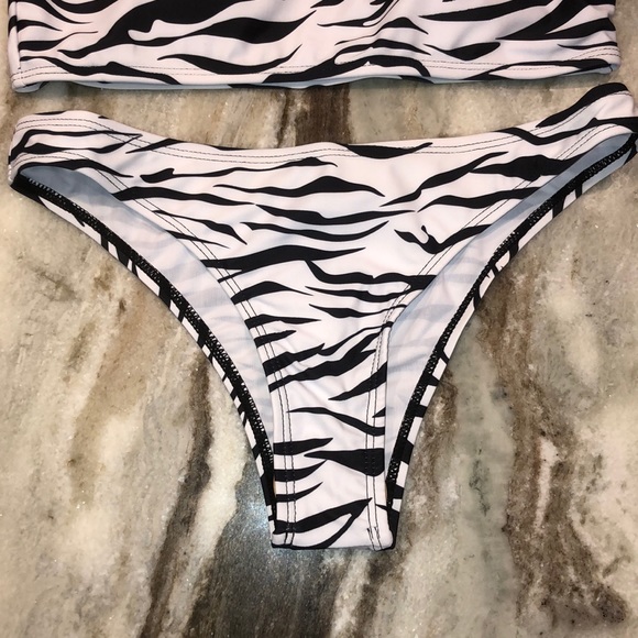 Swim | Zebra Print Tube Top Bikini Set | Poshmark
